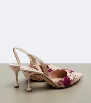 Manolo Blahnik Floral-appliqué Slingback Pumps - Pink