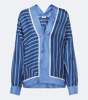 TOD'S Striped Silk Shirt - Blue