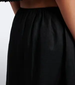 Posse Alfie Embroidered Linen Midi Skirt