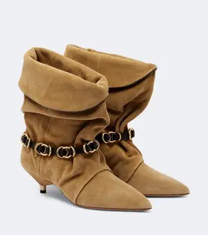 Isabel Marant Étoile Edrik Embellished Suede Ankle Boots - Beige