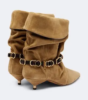 Isabel Marant Étoile Edrik Embellished Suede Ankle Boots - Beige