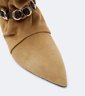 Isabel Marant Étoile Edrik Embellished Suede Ankle Boots - Beige