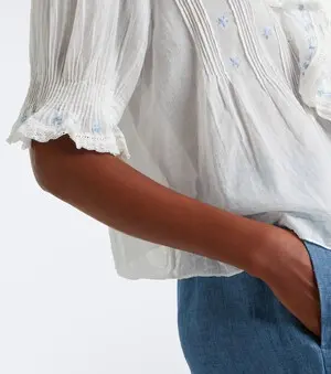 DÔEN Hettie Floral Ruffled Cotton Top