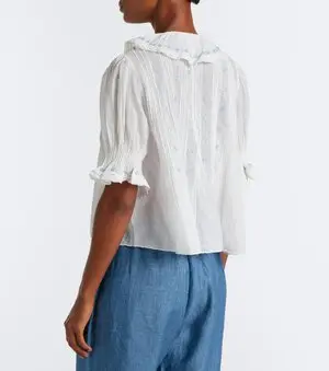 DÔEN Hettie Floral Ruffled Cotton Top