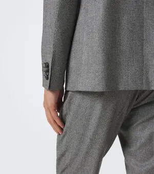 Canali Checked Double-breasted Wool Suit - Black