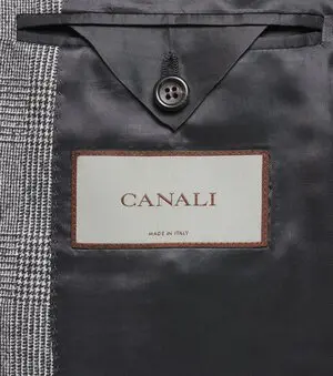 Canali Checked Double-breasted Wool Suit - Black