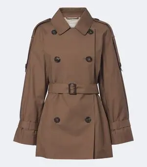 Max Mara Cropped Cotton-blend Twill Trench Coat - Brown