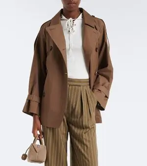 Max Mara Cropped Cotton-blend Twill Trench Coat - Brown
