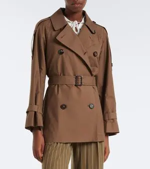 Max Mara Cropped Cotton-blend Twill Trench Coat - Brown