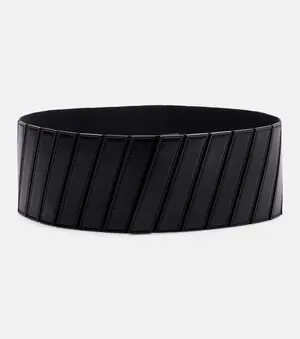 Alaïa Wide Leather Belt With Palladium Hardware - Black