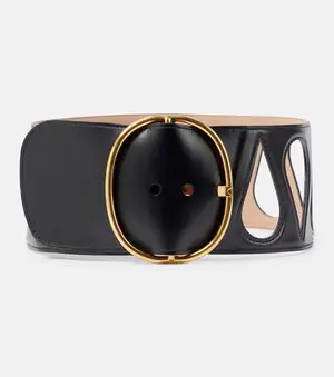 Alaïa Wide Leather Belt With Palladium Hardware - Black