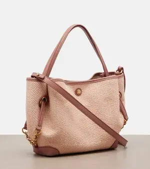Chloé Small Raffia Tote Bag With Leather Trim