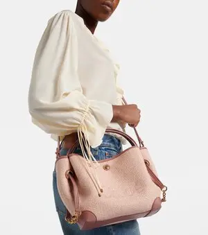 Chloé Small Raffia Tote Bag With Leather Trim