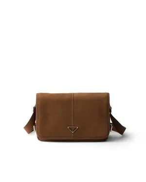 Prada Nubuck Leather Shoulder Bag - Brown