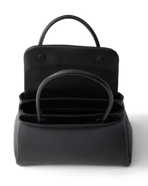 Prada Passage Small Leather Bag With Re-nylon Flap