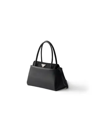 Prada Passage Small Leather Bag With Re-nylon Flap