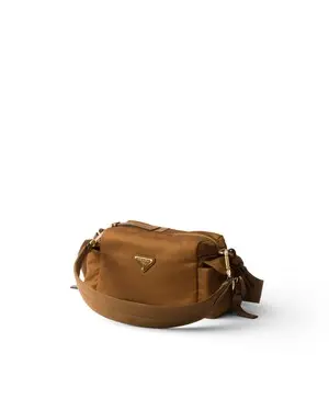 Prada Small Re-nylon And Leather Shoulder Bag - Brown