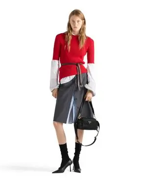 Prada Small Re-nylon And Leather Shoulder Bag - Black