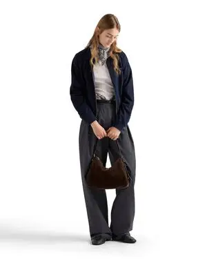 Prada Aimée Medium Suede Shoulder Bag - Brown