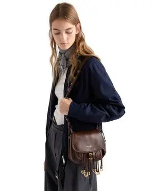 Prada Corsaire Aged Leather Mini Shoulder Bag - Brown