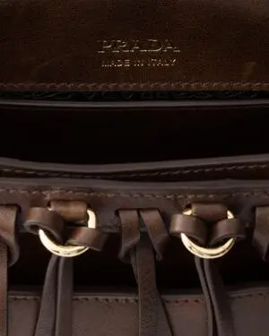 Prada Corsaire Aged Leather Mini Shoulder Bag - Brown