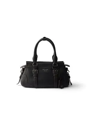 Prada Large Leather Tote Bag - Black