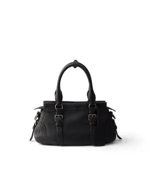 Prada Large Leather Tote Bag With Detachable Shoulder Strap