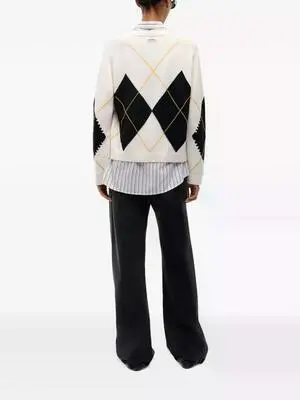 Pinko Argyle Knit Distressed Sweater