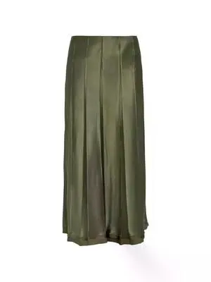Vince Satin-finish Pleated Midi Skirt - Green