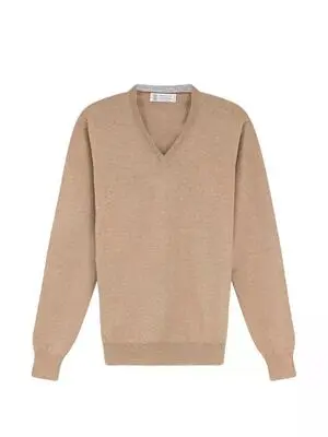 Brunello Cucinelli V-neck Knitted Sweater - Neutrals