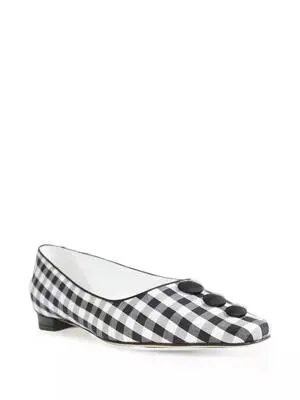 Manolo Blahnik Alexa Gingham Flat Pumps