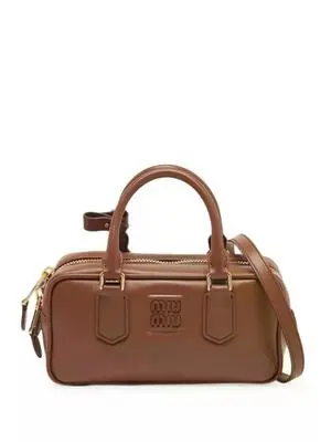 Miu Miu Arcadie Leather Satchel Bag - Brown