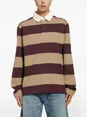 Moncler Striped Long-sleeve Polo Shirt - Brown