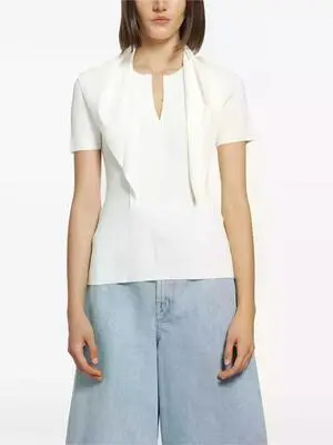 Max Mara Tie-detailed Ribbed-knit Top