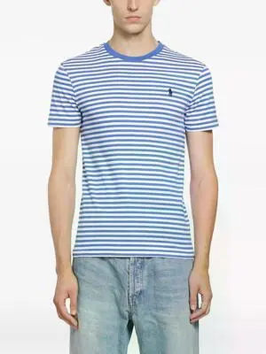 Polo Ralph Lauren Striped Embroidered-logo T-shirt - Blue