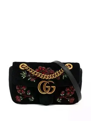 GUCCI Gucci GG Marmont Crystal Embellished Shoulder Bag