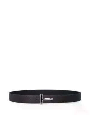 TOM FORD T-logo Pebbled Leather Belt