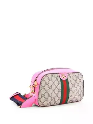 Gucci Ophidia Convertible Camera Bag In Gg Coated Canvas With Leather