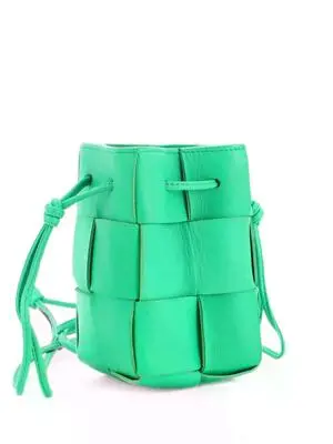 Bottega Veneta Cassette Maxi Intrecciato Plisse Leather Small Bucket Bag - Green