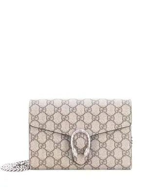 Gucci Dionysus Chain Wallet Gg Coated Canvas Small Crossbody Bag - Red