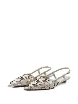 EMANUELLE VEE Stud-embellished Cage Sandals - Neutrals