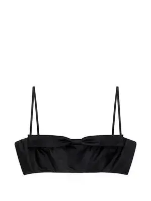 Givenchy Satin Cropped Blouse With Bow Detail - Black