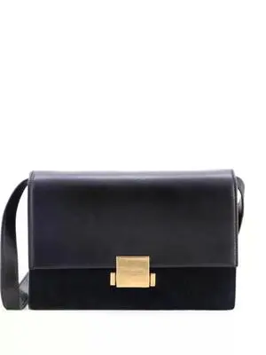 Saint Laurent Bellechasse Shoulder Bag Suede And Leather Medium Crossbody Bag - Black