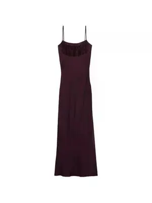 Claudie Pierlot Spaghetti Strap Fringe Detail Dress - Purple