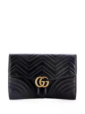 Gucci Gg Marmont Matelassé Leather Clutch Bag - Black