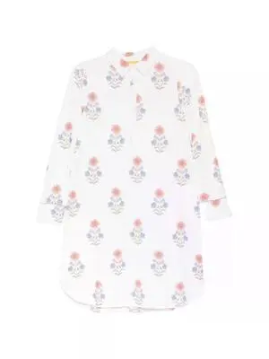 PIP STUDIO Floral-print Long-sleeve Nightdress - White