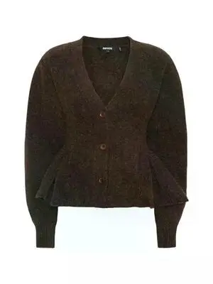 ROTATE BY BIRGER CHRISTENSEN Peplum Hem V-neck Cardigan