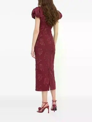ROTATE BY BIRGER CHRISTENSEN Jacquard Midi Puffy Dress