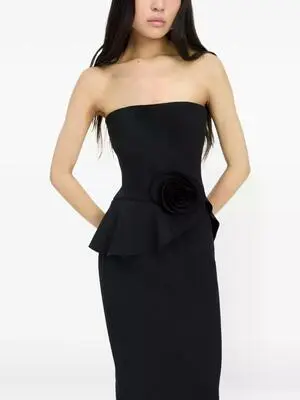 ROTATE BY BIRGER CHRISTENSEN Long Flower Strapless Dress
