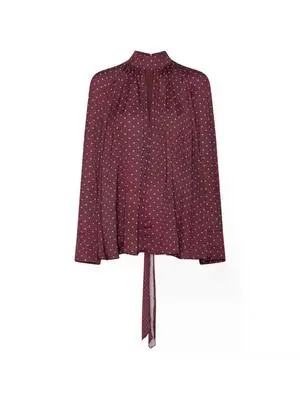 ROTATE BY BIRGER CHRISTENSEN Dot Satin Bow Shirt Dark